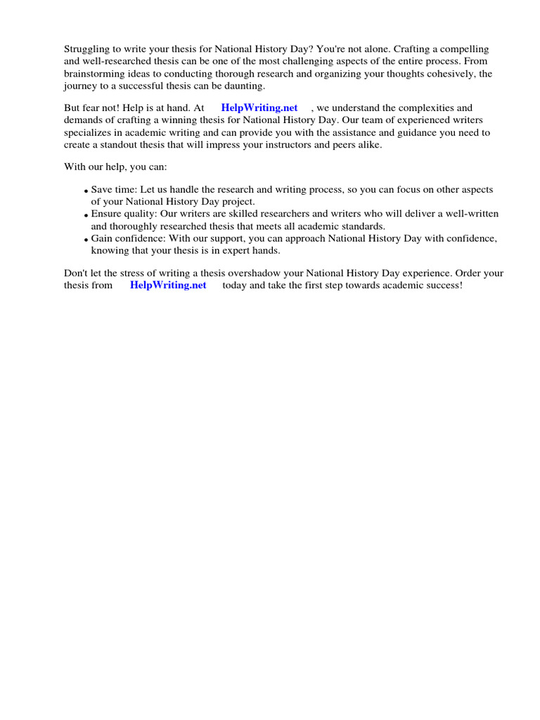 Crafting Your NHD Thesis Statement | PDF