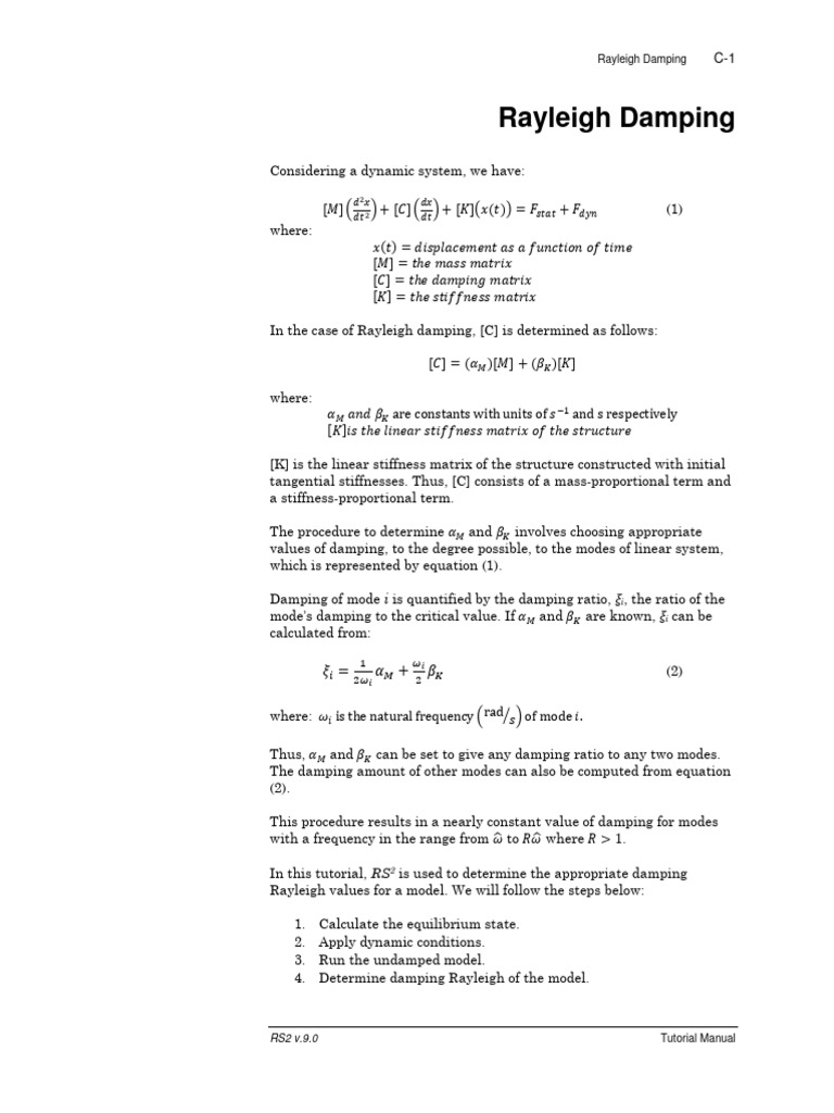 Tutorial 34 C - Rayleigh Damping | PDF | Damping | Stress (Mechanics)
