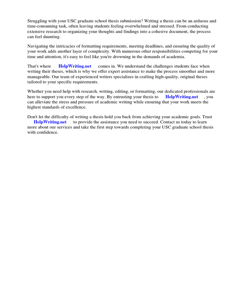 USC Thesis Writing Assistance Guide | PDF | Thesis | World Wide Web