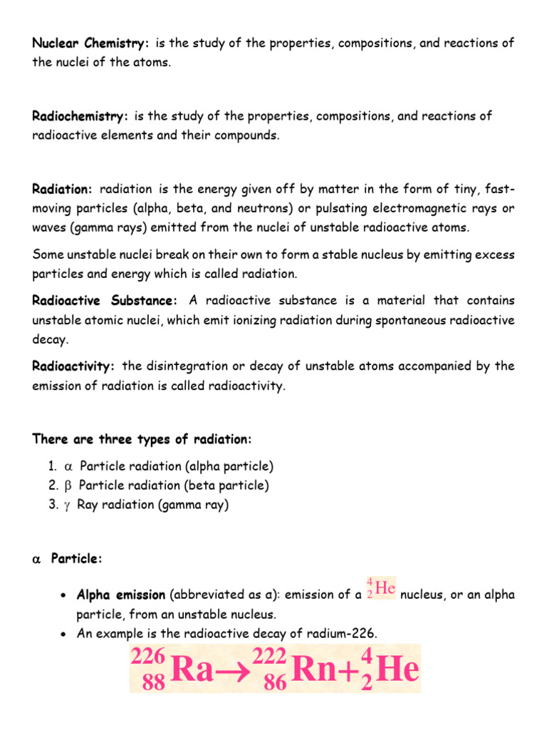 Chemistry Nuclear Chem Notes | PDF | Radioactive Decay | Nuclear Physics