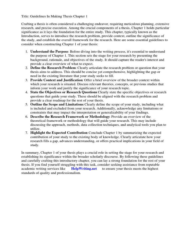Guidelines in Making Thesis Chapter 1 | PDF | Thesis | Qualitative Research