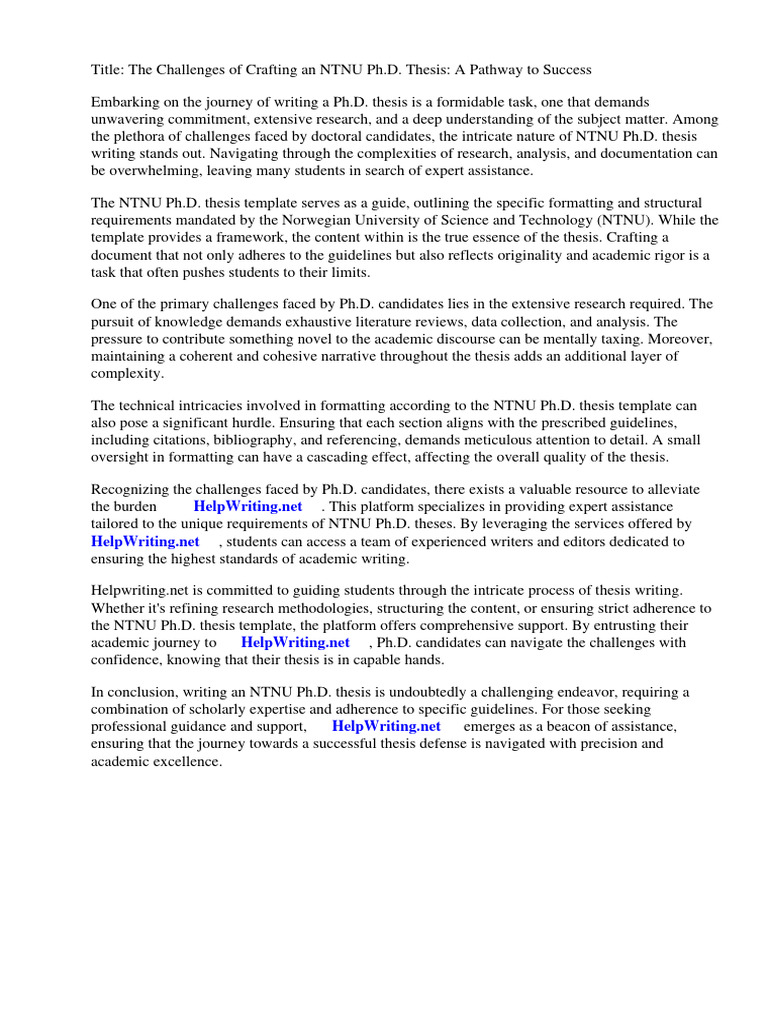 Ntnu PHD Thesis Template | PDF Ntnu PHD Thesis Template | PDF