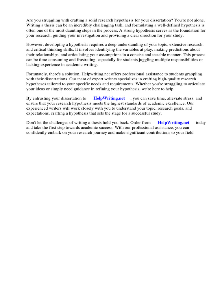 Dissertation Research Hypothesis Examples | PDF | Hypothesis | Scientific Method