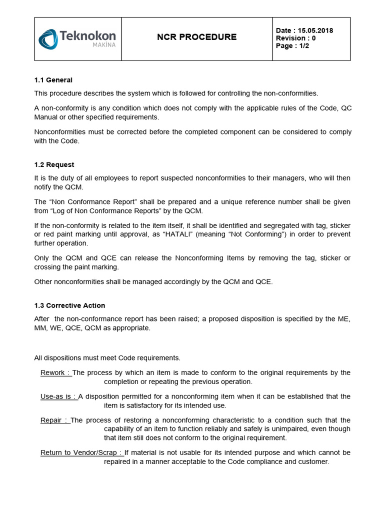 7 NCR Procedure | PDF
