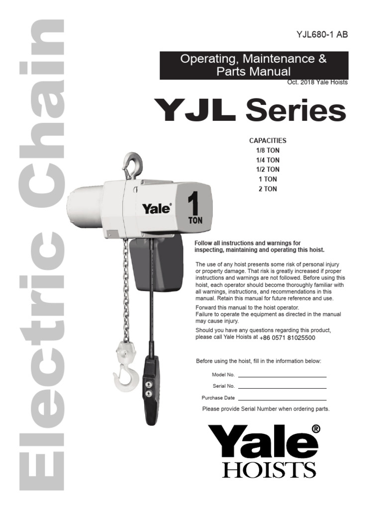 Manual de Operación y Repuestos YJL | PDF | Elevator | Safety