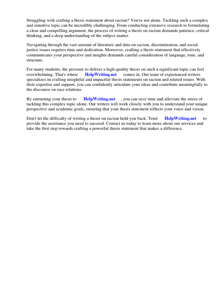 Crafting Racism Thesis Statements | PDF | Racism | Discrimination ...