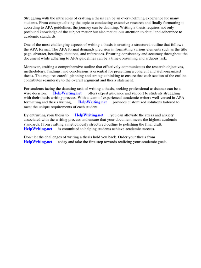 Apa Format Thesis Outline | PDF | Apa Style | Citation