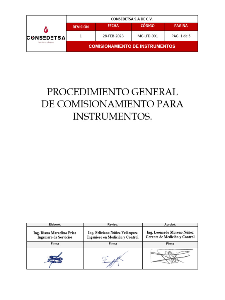 Procedimiento de Comisionamiento | PDF | Software | Calibración