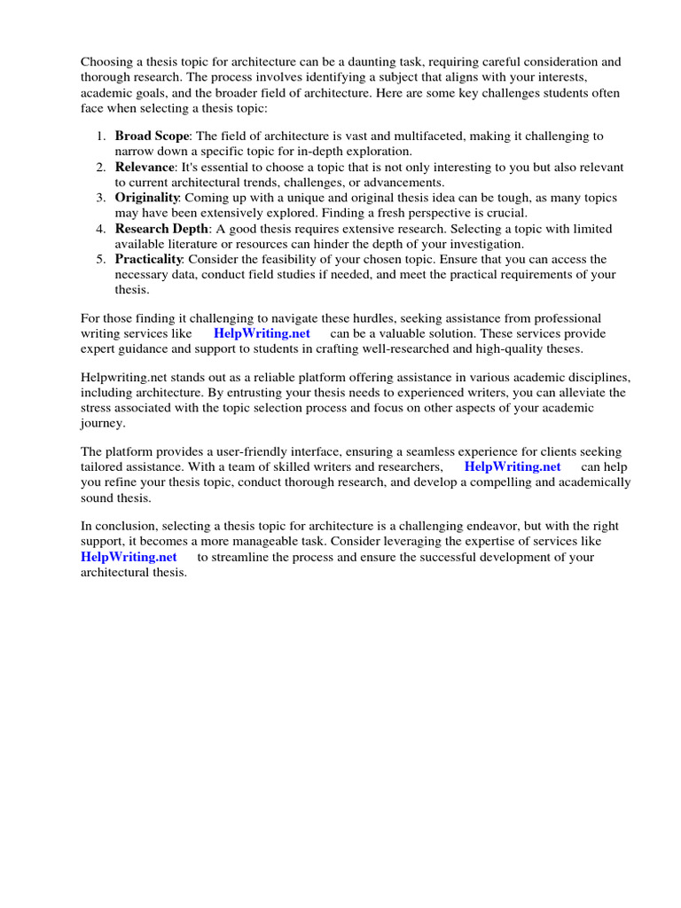 How To Choose Thesis Topic For Architecture | PDF | Art | Career & Growth