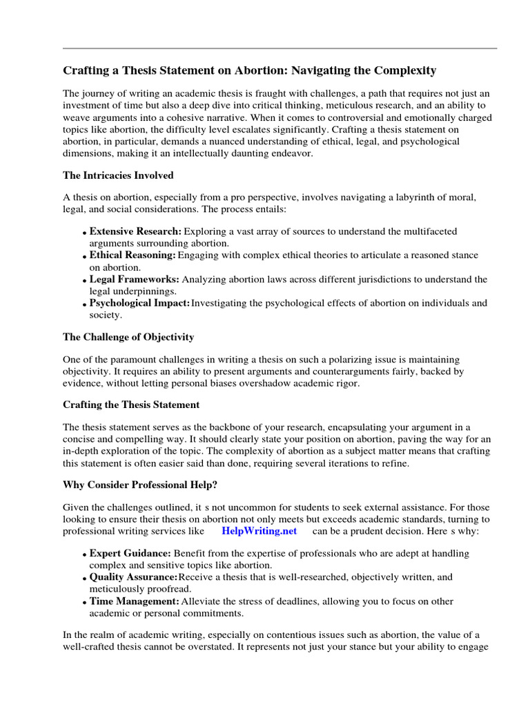 Thesis Statement On Abortion Pro | PDF | Abortion | Essays