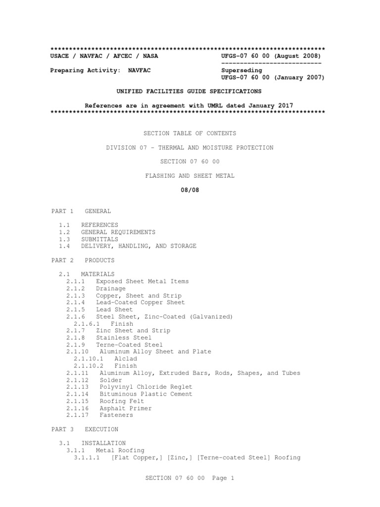 Ufgs 07 60 00 | PDF