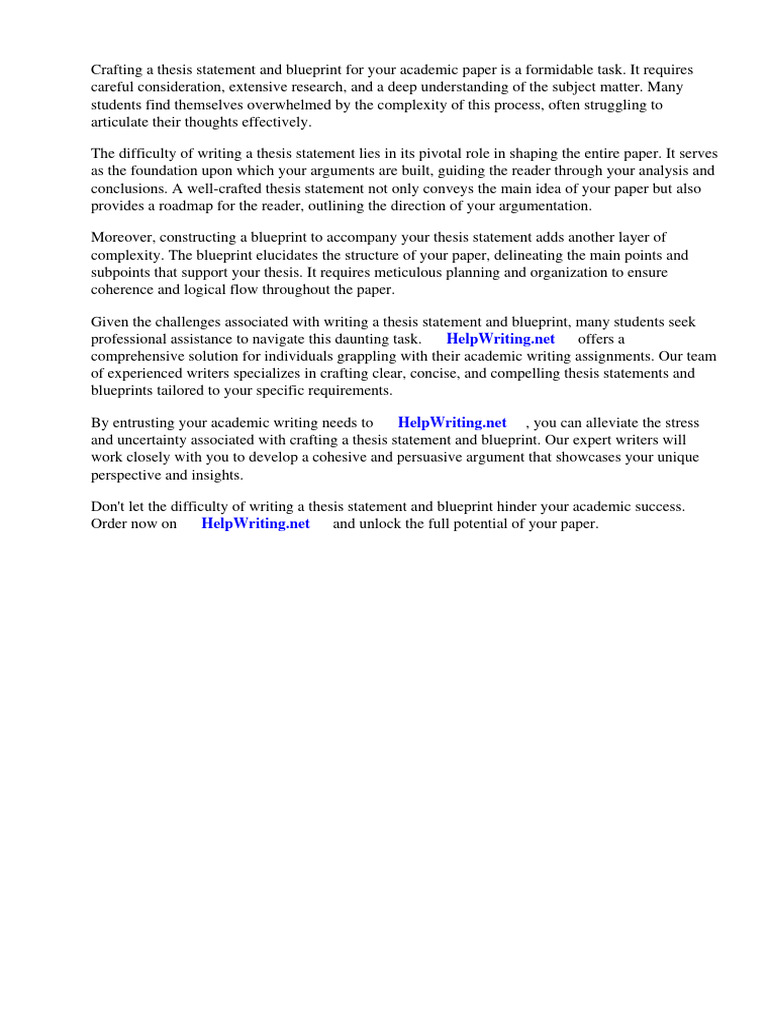 Thesis Statement and Blueprint Examples | PDF | Essays | Thesis