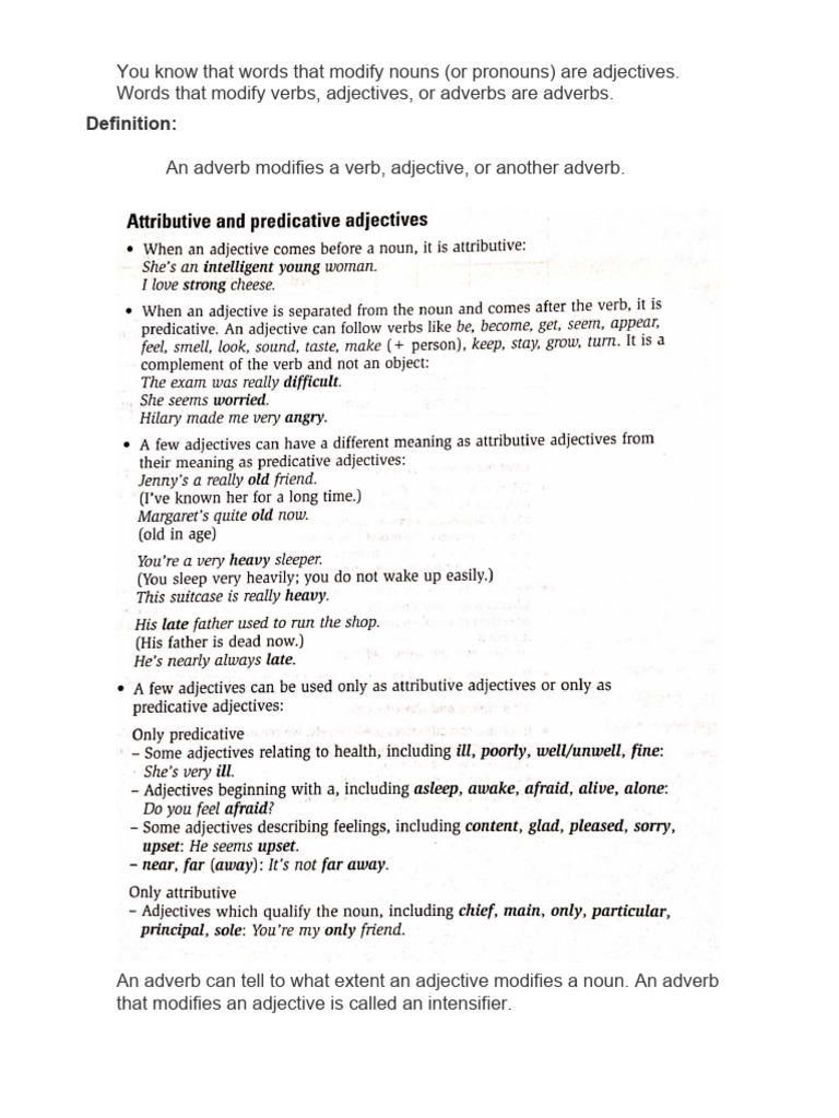 Adjective and Adverb Modifiers | PDF