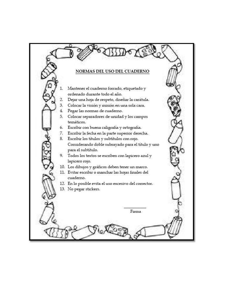 Normas Del Uso Del Cuaderno | PDF | Hogar, jardinería y bricolaje