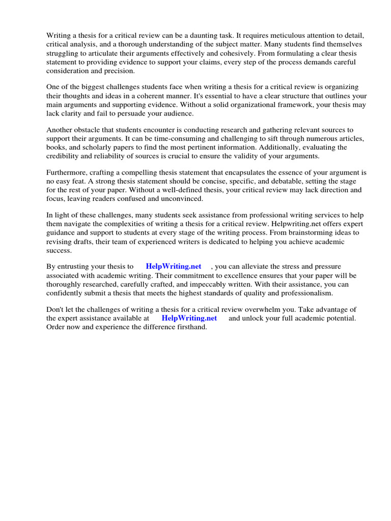 How To Write A Thesis For A Critical Review | PDF | Career & Growth