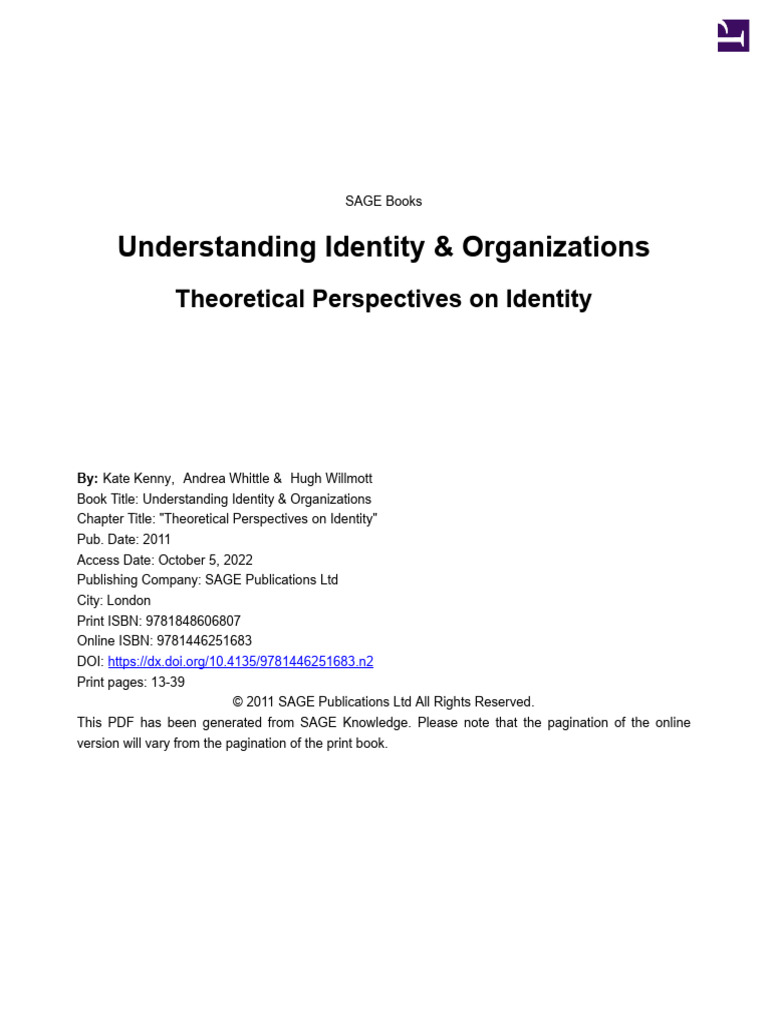 Understanding Identity and Organizations - n2 | PDF | Science & Mathematics