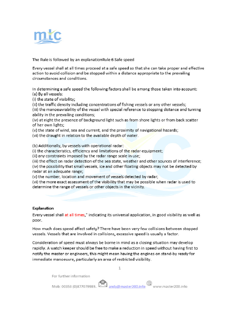 Rule 6 Safe Speed | PDF