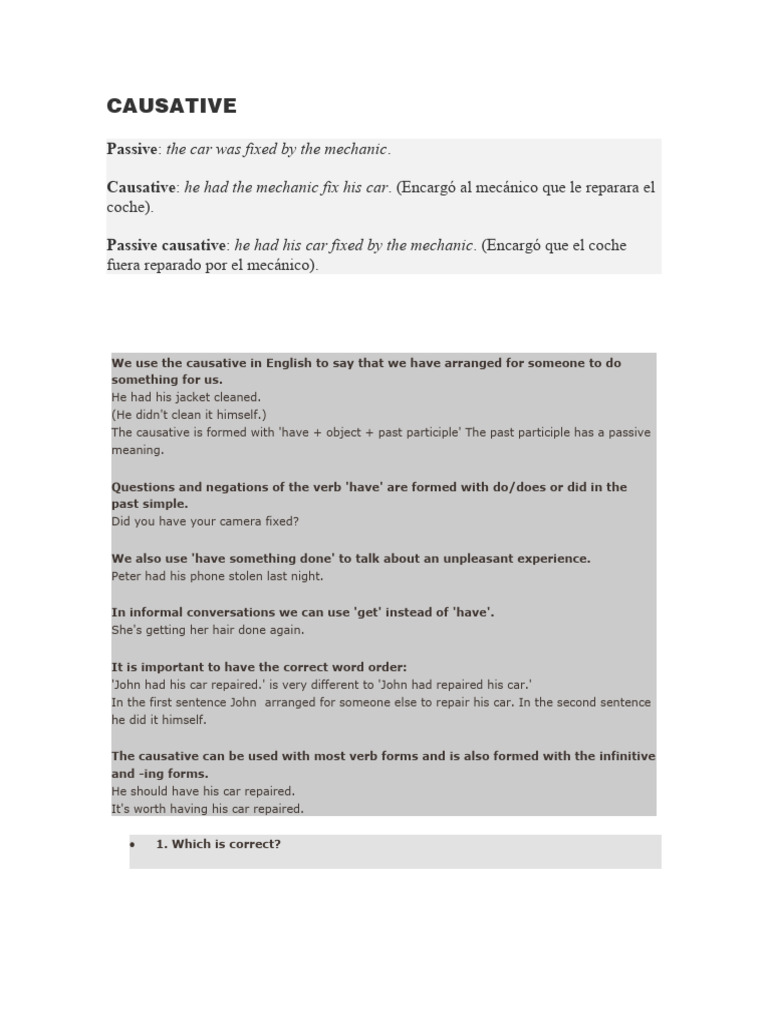 Causative Verbs Explained | PDF | Verb | Linguistic Typology