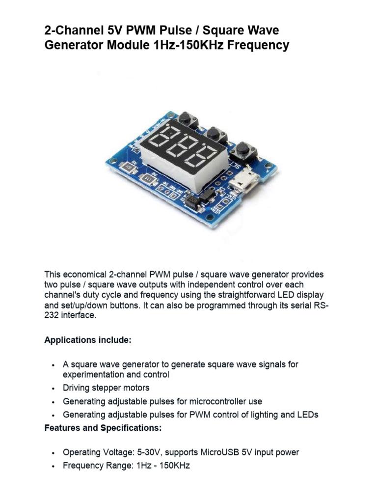 2-Channel PWM Generator 1Hz-150KHz | PDF