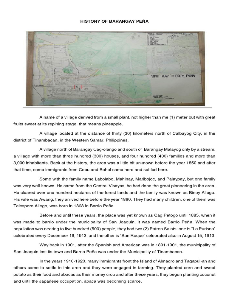 History of Barangay Peña | PDF | Agriculture | Food And Drink