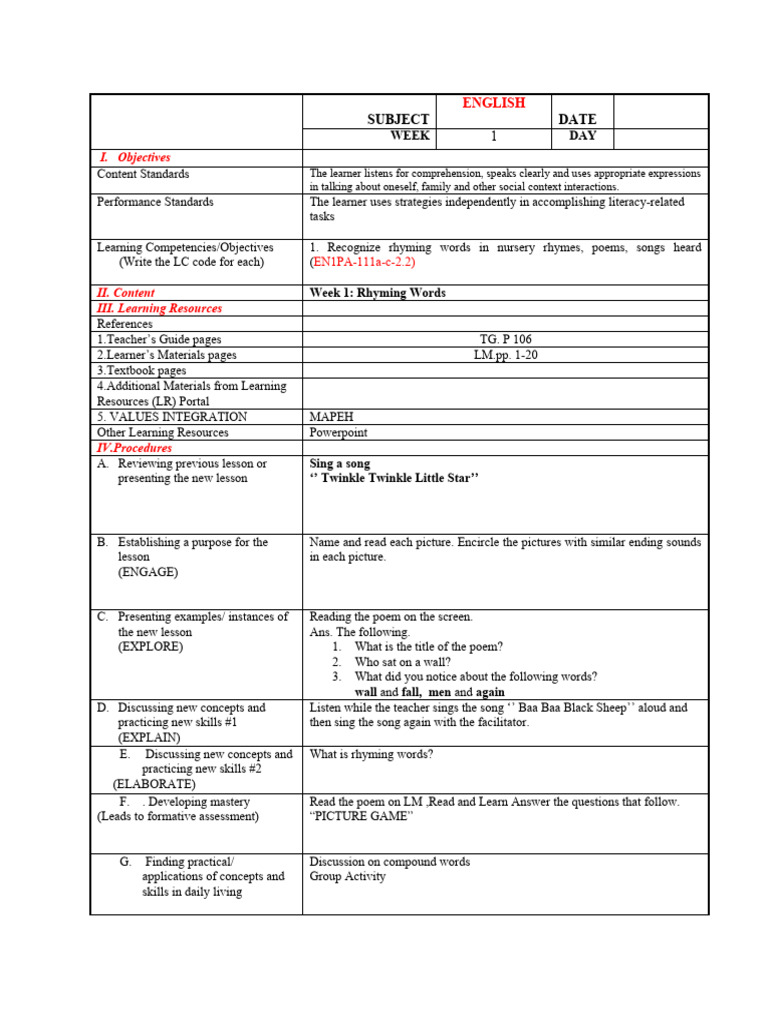 Cot English | PDF | Learning | Pedagogy