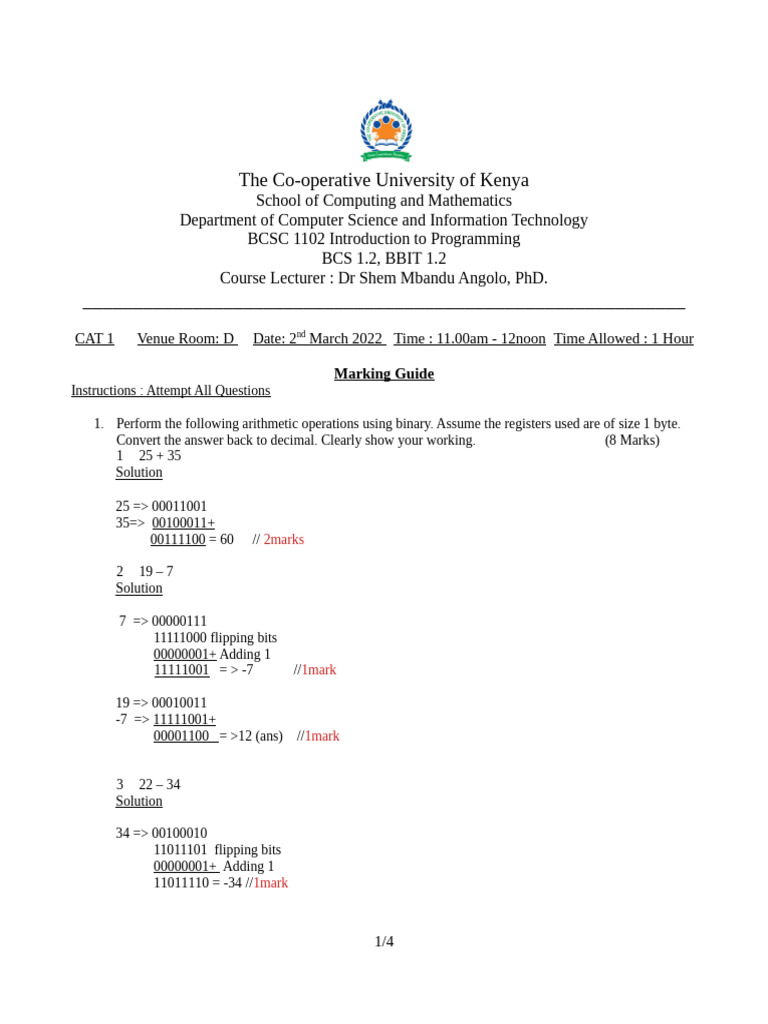 Introduction to Programming CAT Guide | PDF | Bit | Computer Engineering