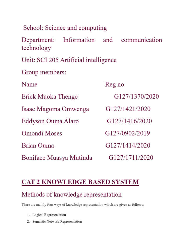 Artificial Intelligence Cat 2 | PDF | Knowledge Representation And Reasoning | Logic