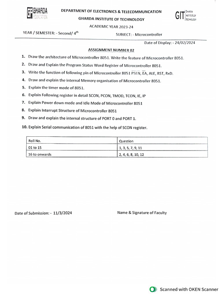 Microcontroller Assignment 1 and 2 | PDF