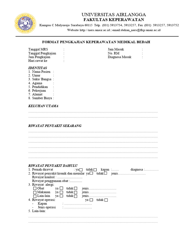 Format Pengkajian & Askep KMB - New | PDF