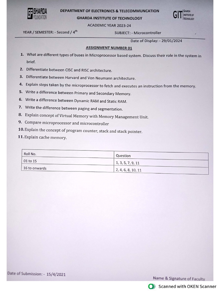 Microcontroller Assignments 1,2 | PDF