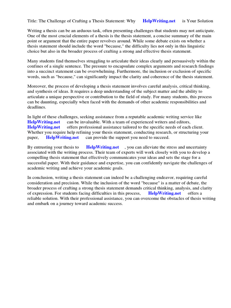 Should A Thesis Statement Include The Word Because | PDF | Essays | Thought