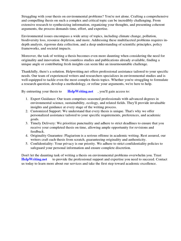 Example Thesis Environmental Problems | Download Free PDF | Climate ...