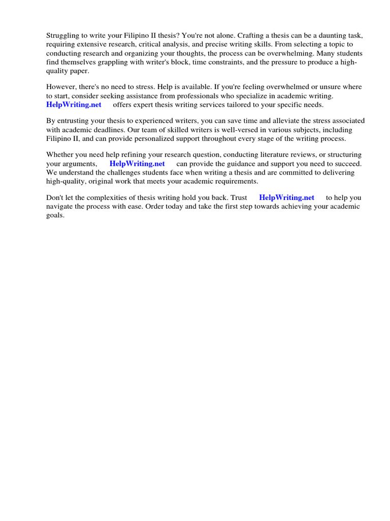 Filipino II Thesis Sample | PDF | Tagalog Language | Scribd