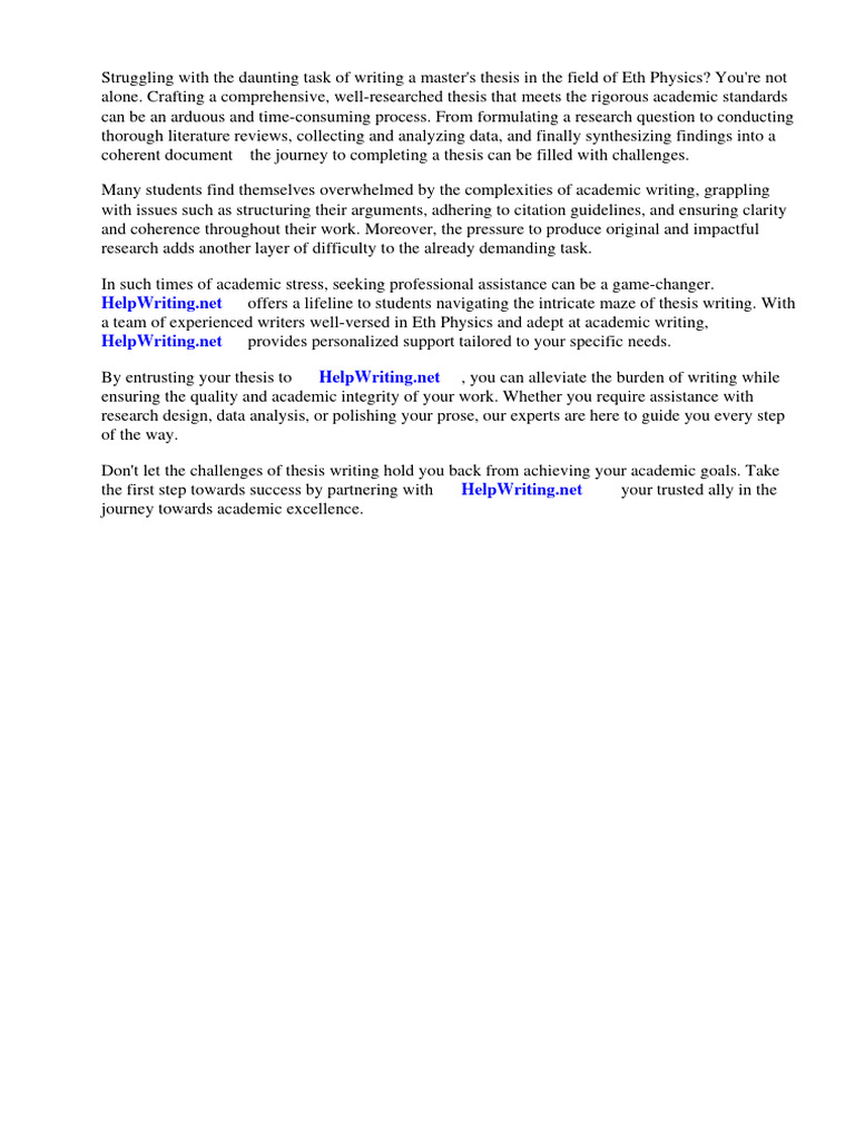 Master Thesis Eth Physics | PDF | Thesis | Doctor Of Philosophy