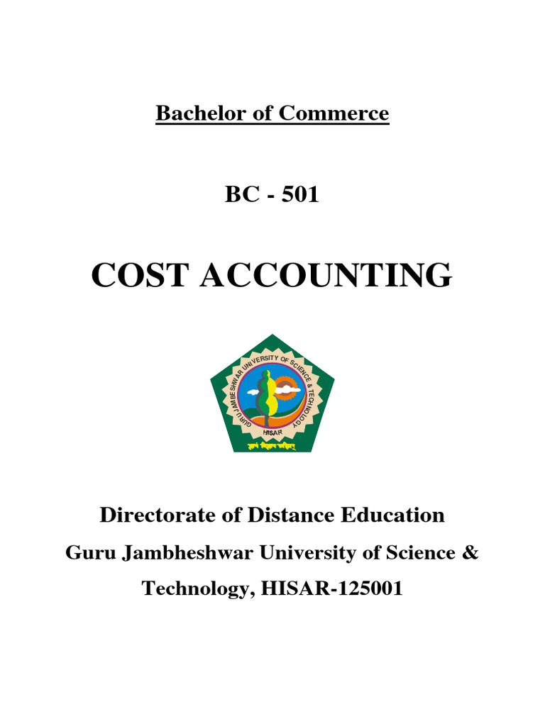 BC 501 Cost Accounting | PDF | Cost Accounting | Cost