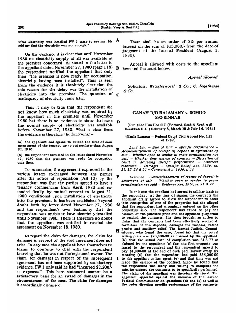 GANAM DO RAJAMANY V SOMOO SO SINNAH | PDF