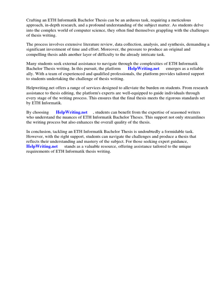 Eth Informatik Bachelor Thesis | PDF