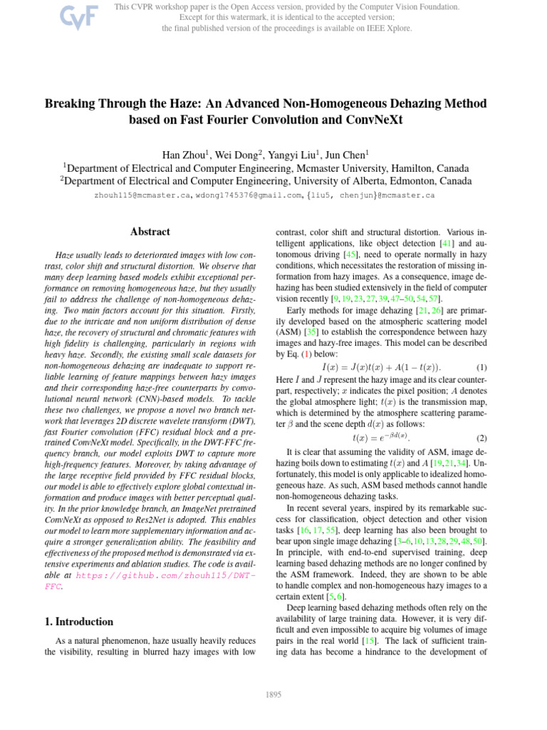 Zhou Breaking Through The Haze An Advanced Non-Homogeneous Dehazing Method Based CVPRW 2023 ...