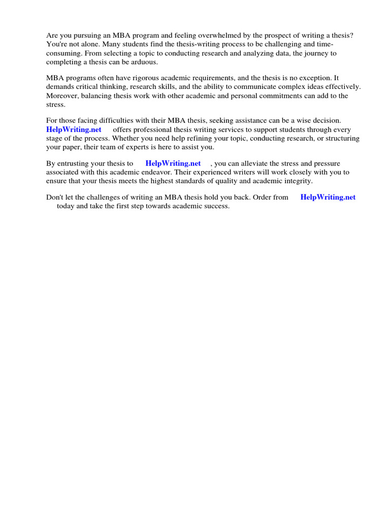 MBA Thesis Writing Support | PDF