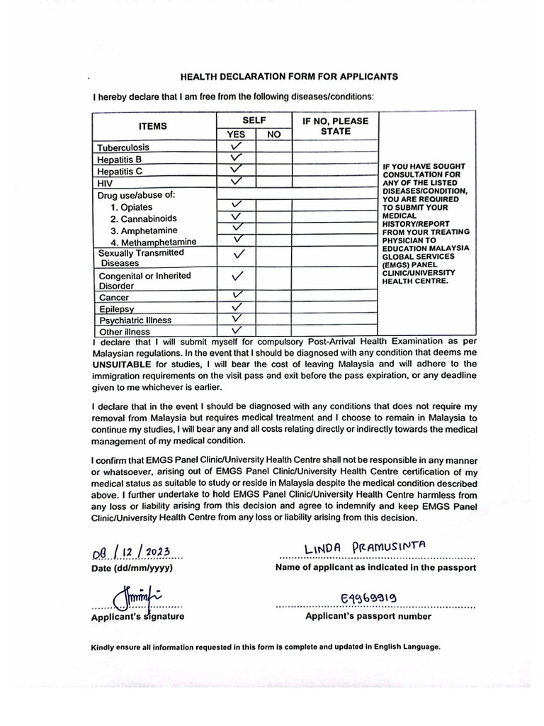 Health Declaration | PDF