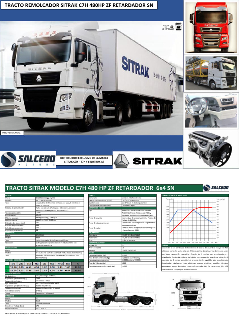 Ficha Tecnica Tracto C7H 480 Euro 5 - 6X4 - 2019 - 2020 - Euro V | PDF | Inyección de ...