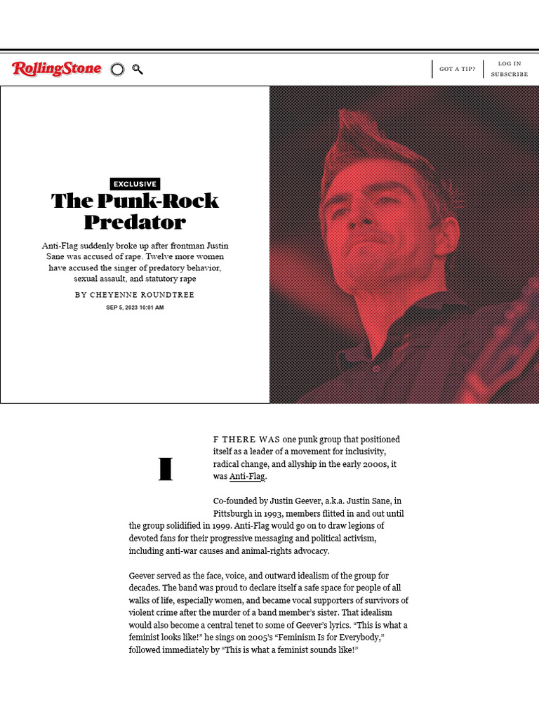Anti-Flag's Justin Sane - 13 Women Allege Predatory Behavior and Worse ...