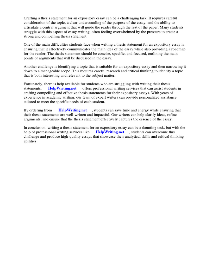 How To Make A Thesis Statement For An Expository Essay | PDF