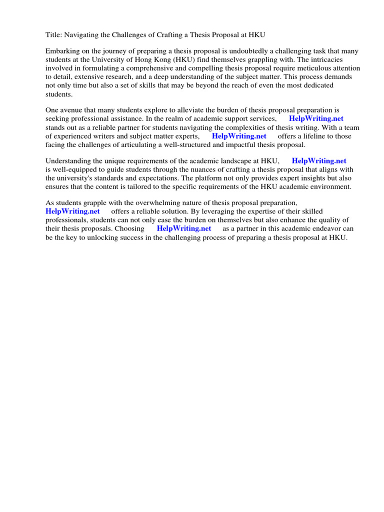 How To Prepare Thesis Proposal Hku | PDF | Expert | Thesis