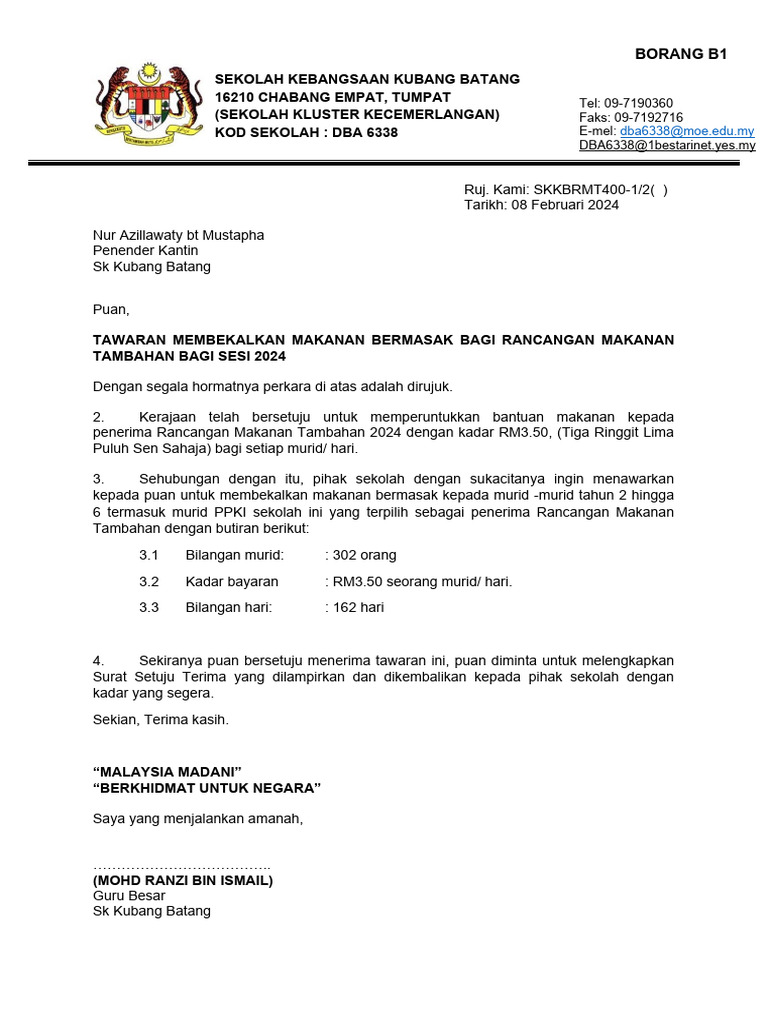 surat tawaran rmt | PDF