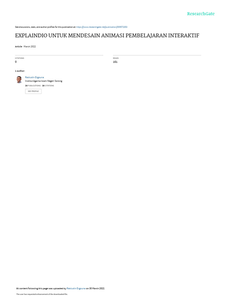 Explaindio Untuk Mendesain Animasi Pembelajaran Interaktif: March 2022 | PDF | Karier ...