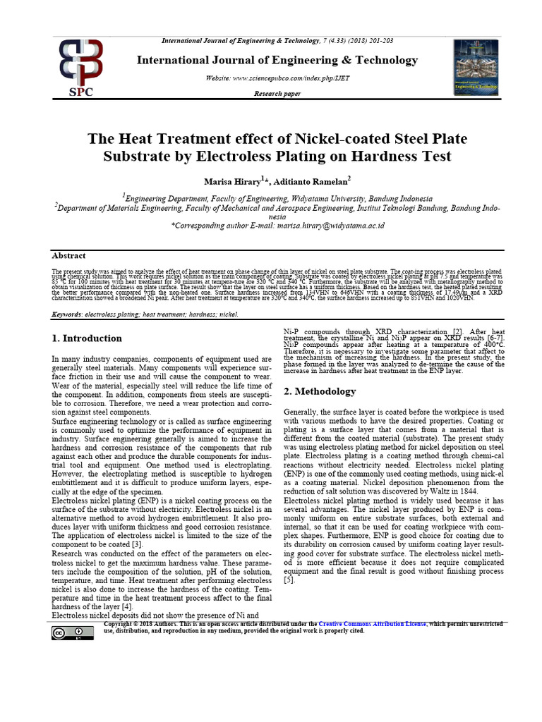 Eng The Heat Treatment Effect of Nickel-Coated Steel Plate Substrate by Electroless Plating On ...