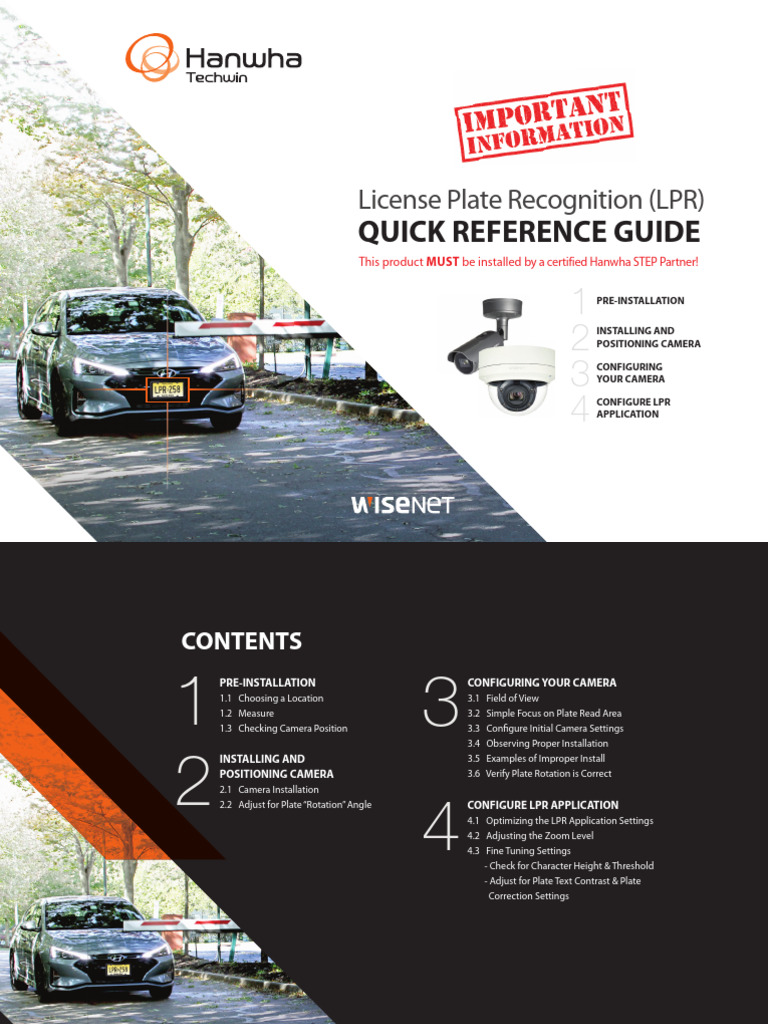 hanwha-lpr-quick-reference-guide | PDF | Camera | Zoom Lens