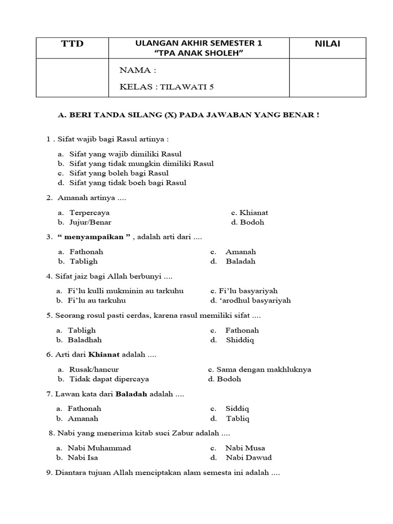 New Soal UAS Tilawati 5 New BGT | PDF
