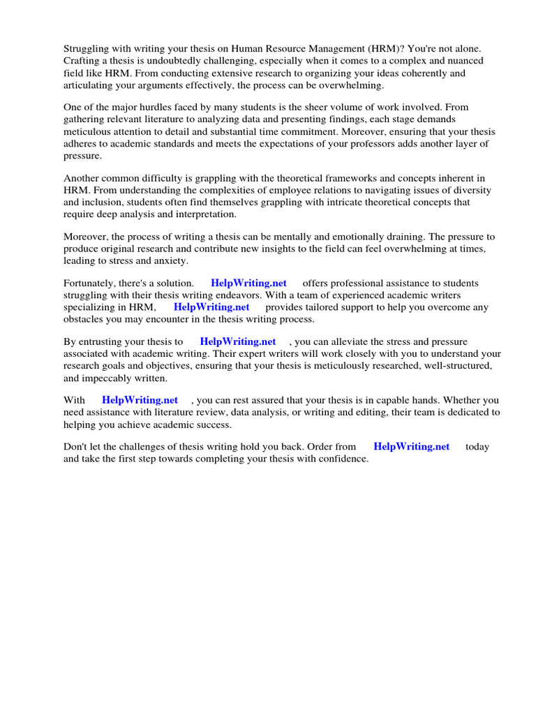 Thesis Human Resource Management PDF | PDF | Human Resource Management ...